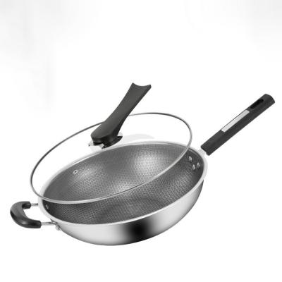 China 304 Stainless Steel Honeycomb Wok Nonstick Cookware 32cm 34cm Diameter for Gas Induction for sale