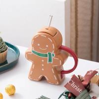 China 16oz Ceramic Gingerbread Man Christmas Mug Sustainable Custom Color Coffee Cup for sale