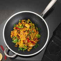 China 304 Stainless Steel Honeycomb Wok Nonstick Cookware 32cm 34cm Diameter for Gas Induction for sale