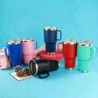 China 30oz Stainless Steel Vacuum Insulated Tumbler Travel Mug with Handle Custom Logo for sale