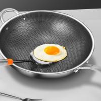 China 304 Stainless Steel Wok 32cm Nonstick Honeycomb Triple Bottom Thickened for Market for sale