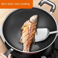 China 316 Stainless Steel Wok 30cm Nonstick Cooking Pan with Glass Lid for Household Use for sale
