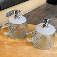 China 380ml Transparent Glass Breakfast Cup with Handle and Lid 8x12x13.5cm for sale