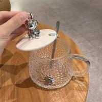 China 380ml Transparent Glass Breakfast Cup with Handle and Lid 8x12x13.5cm for sale