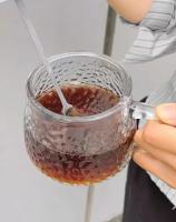 China 380ml Transparent Glass Breakfast Cup with Handle and Lid 8x12x13.5cm for sale