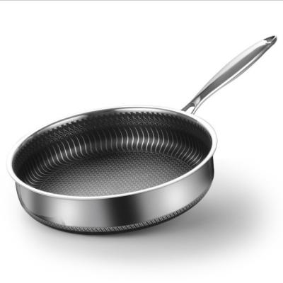China 316 Stainless Steel Nonstick Frying Pan 28cm Multi-function Pancake Pan Tri-ply Honeycomb for sale