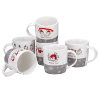 China 14 oz Christmas Ceramic Coffee Mug with Santa Design White Sustainable Cup for sale