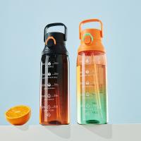 China Large Capacity Gradient Plastic Sports Water Bottle 750ML with Handle and Straw for sale
