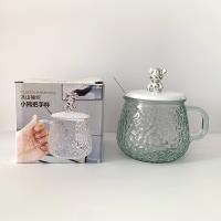 China 380ml Glass Coffee Mug with Handle Lid Spoon Minimalist Design Durable Drinkware for sale