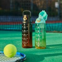 China Large Capacity Gradient Plastic Sports Water Bottle 750ML with Handle and Straw for sale