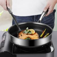 China 28cm Stainless Steel Honeycomb Nonstick Frying Pan 3 Layer Durable Kitchen Cookware for sale