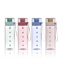 China PC Plastic Square Water Bottle 550ml 700ml Outdoor Sports Portable with Handle Rope for sale