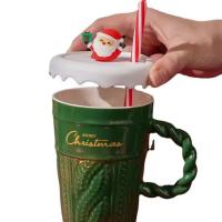 China Christmas Ceramic Coffee Mug 400ml Portable Holiday Gift Cup White Red Green for sale