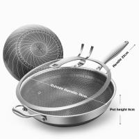 China 316 Stainless Steel Nonstick Honeycomb Wok 32cm 34cm with Glass Lid Custom Logo for sale