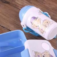 China 1250ml Plastic Lunch Box with 500ml Straw Kettle Set Portable Leakproof Kids Bento for sale