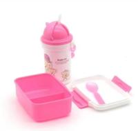 China Plastic Cartoon Kids Bento Lunch Box Set 1250ml with Water Bottle Portable Leakproof for sale