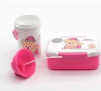 China Plastic Cartoon Kids Bento Lunch Box Set 1250ml with Water Bottle Portable Leakproof for sale
