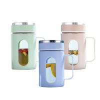 China Custom Logo Glass Water Bottle 500ml with Handle Leak-proof Hot Water Cup for Office Promotion for sale