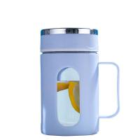 China Custom Logo Glass Water Bottle 500ml with Handle Leak-proof Hot Water Cup for Office Promotion for sale