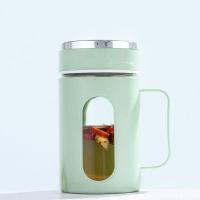 China Custom Logo Glass Water Bottle 500ml with Handle Leak-proof Hot Water Cup for Office Promotion for sale