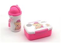 China Customized Logo Acceptable Children Cartoon Lunch Box Set with 500ml Straw Kettle for sale