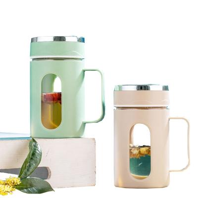China Custom Logo Double Layer Glass Mug 500ml for Coffee Milk Tea Drinking for sale