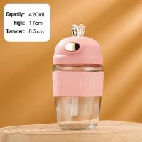 China Cartoon Rabbit Glass Water Bottle 420ml Cute Milk Coffee Cup for Girls Students for sale