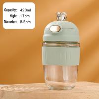 China Cartoon Rabbit Glass Water Bottle 420ml Cute Milk Coffee Cup for Girls Students for sale