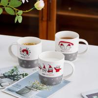 China 14oz Ceramic Christmas Mug Custom Logo Reusable Hot Chocolate Cup White for sale