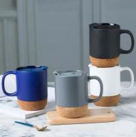 China MUGS Custom Logo Eco-Friendly 450ml Ceramic Coffee Mug With Unique Cork Bottom Design for sale