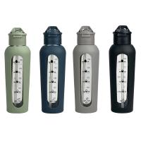 China Outdoor Glass Water Bottle 700ml 1000ml Wide Mouth with Protective Sleeve for Camping for sale