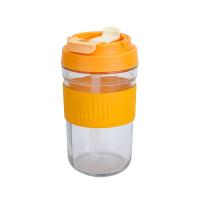 China 400ml 550ml Portable Glass Coffee Cup Reusable Mug with Lid and Straw Custom Color for sale