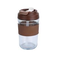 China 400ml 550ml Portable Glass Coffee Cup Reusable Mug with Lid and Straw Custom Color for sale