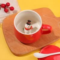 China 350ml Handmade Ceramic Christmas Mug Creative 3D Coffee Teacup Sustainable Gift for sale