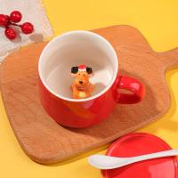 China 350ml Handmade Ceramic Christmas Mug Creative 3D Coffee Teacup Sustainable Gift for sale