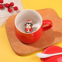 China 350ml Handmade Ceramic Christmas Mug Creative 3D Coffee Teacup Sustainable Gift for sale