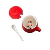 China 350ml Handmade Ceramic Christmas Mug Creative 3D Coffee Teacup Sustainable Gift for sale