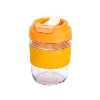 China 400ml 550ml Spill Proof Double Wall Glass Coffee Cup with Silicone Sleeve OEM ODM for sale