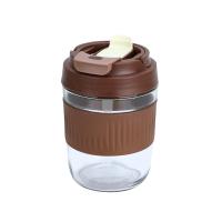 China 400ml 550ml Spill Proof Double Wall Glass Coffee Cup with Silicone Sleeve OEM ODM for sale