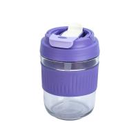 China 400ml 550ml Spill Proof Double Wall Glass Coffee Cup with Silicone Sleeve OEM ODM for sale