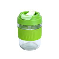 China 400ml 550ml Spill Proof Double Wall Glass Coffee Cup with Silicone Sleeve OEM ODM for sale
