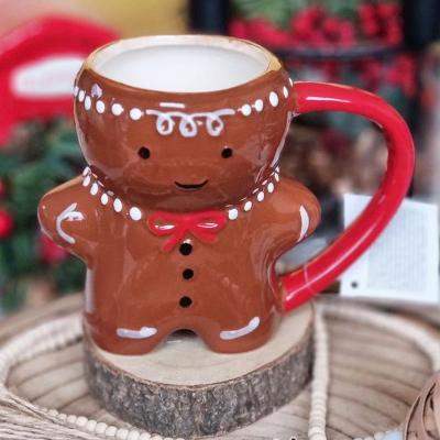 China Christmas Ceramic Gingerbread Man Coffee Mug 300ml Custom Color Sustainable for sale