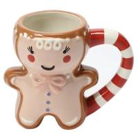 China Christmas Ceramic Gingerbread Man Coffee Mug 300ml Custom Color Sustainable for sale