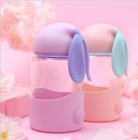 China Wholesale 340ML Bunny Ear Glass Water Bottle for Children Cute Outdoor Drinking Cup for sale