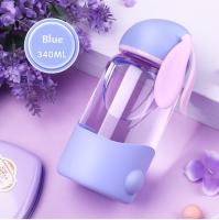 China Wholesale 340ML Bunny Ear Glass Water Bottle for Children Cute Outdoor Drinking Cup for sale
