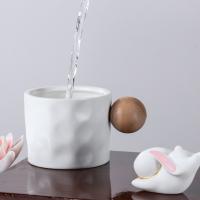 China 330ml Ceramic Coffee Mug with Wooden Ball Handle for Office Home Use for sale
