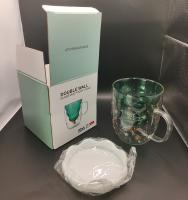 China 300ml Christmas Double Walled Glass Cup with Lid High Borosilicate Heat Resistant for sale