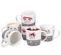 China 14oz Ceramic Christmas Cup Tumble Proof with Handle for Santa Milk and Cookies White for sale
