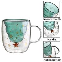 China Christmas Gift Double Glass Mug 200ml 300ml High Borosilicate Coffee Cup with Lid for sale