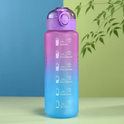 China 1000ml BPA Free Plastic Water Bottle with Time Marker and Straw for Sports for sale